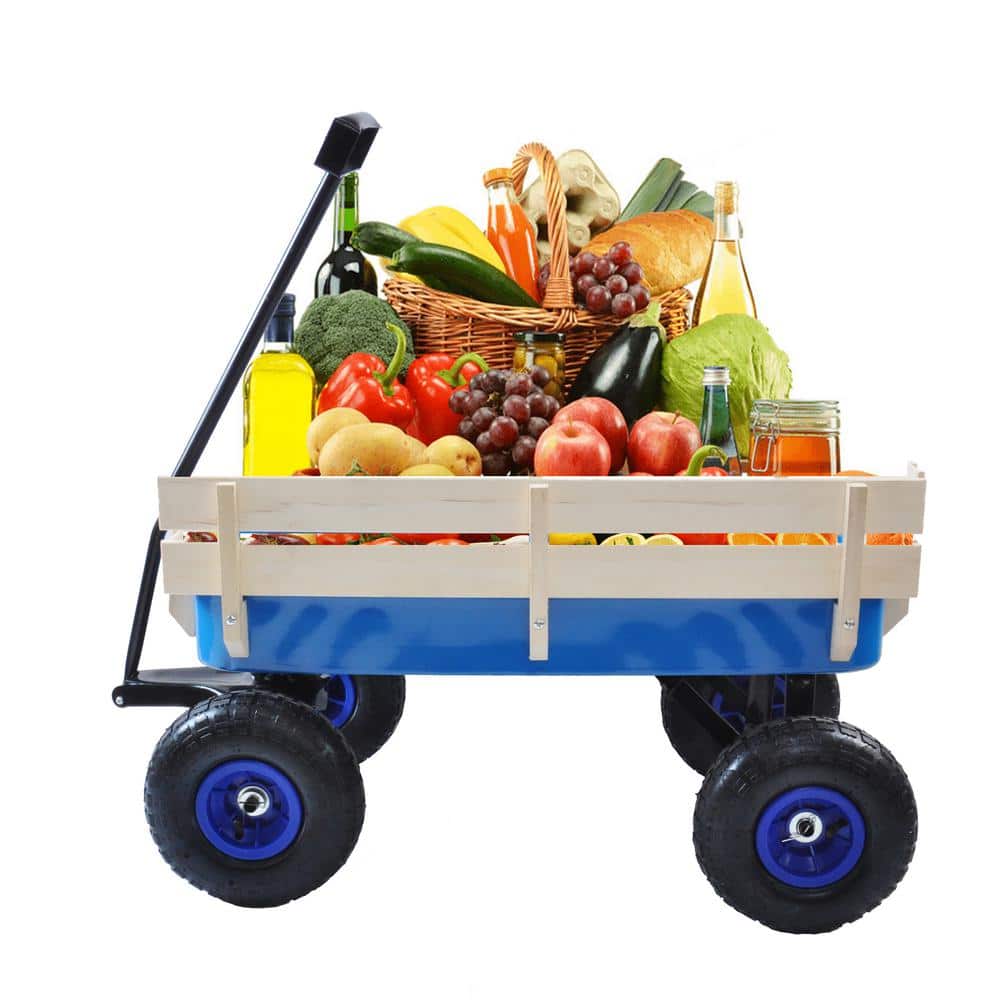 OLUMAT 3 cu. ft. Steel Garden Cart, Blue FO-GWC-23 - The Home Depot