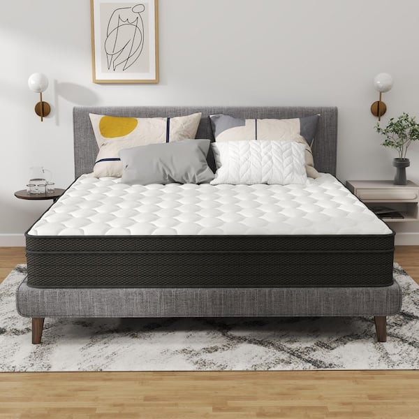 Dark Gray Twin Size Medium Hybrid 12 in. Bed-in-a-Box Mattress HD-Aria ...