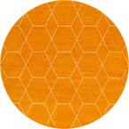 StyleWell Trellis Frieze Orange/Ivory 8 ft. x 8 ft. Round Geometric ...