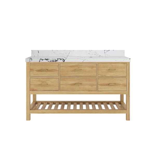Willow Collections Parker Teak 60 in. Single Sink Freestanding Light ...