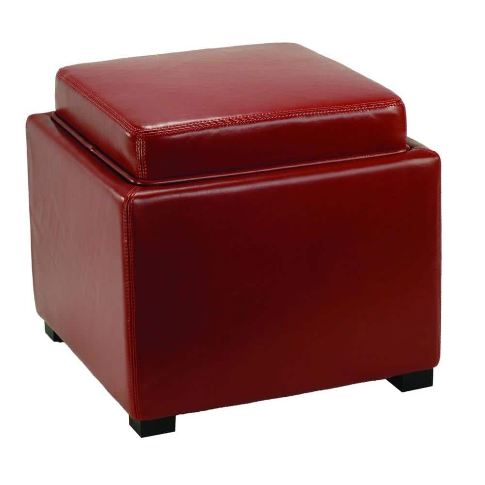 SAFAVIEH Rickey Red Storage Ottoman HUD4006R - The Home Depot