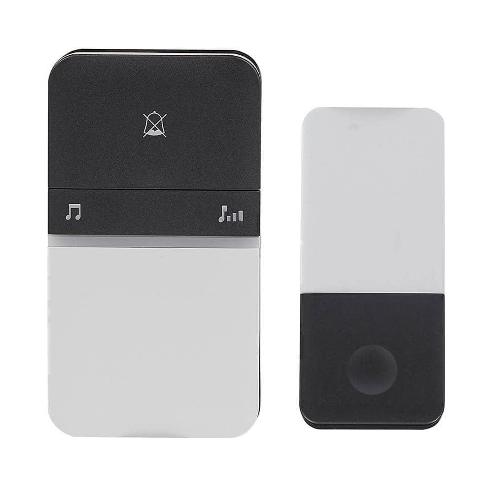 Heath Zenith White and Black Wireless Lighted Plug-In Doorbell Kit with ...