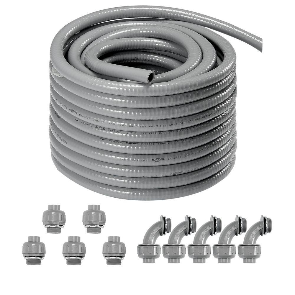 VEVOR 1/2in. Flexible Electrical Conduit 100 ft. PVC Liquid-Tight ...