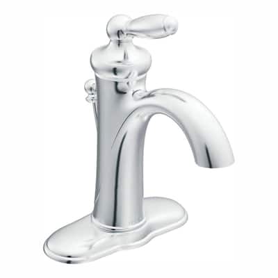 MOEN Brantford 4 in. Centerset 2-Handle Low-Arc Bathroom Faucet in ...