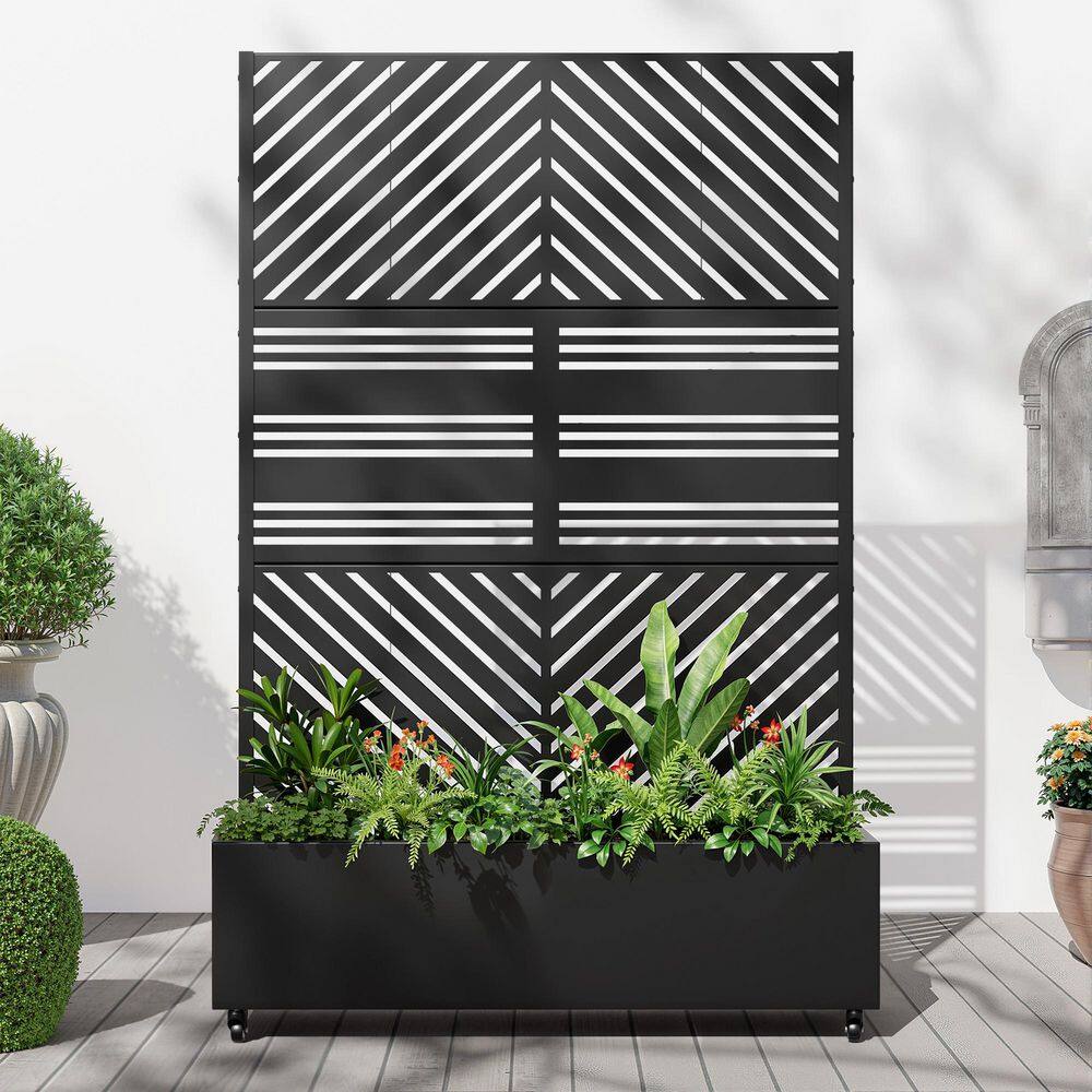 PexFix 16 in. L x 47 in. W x 11.9 in. H 155 qts. Black Metal Planter ...