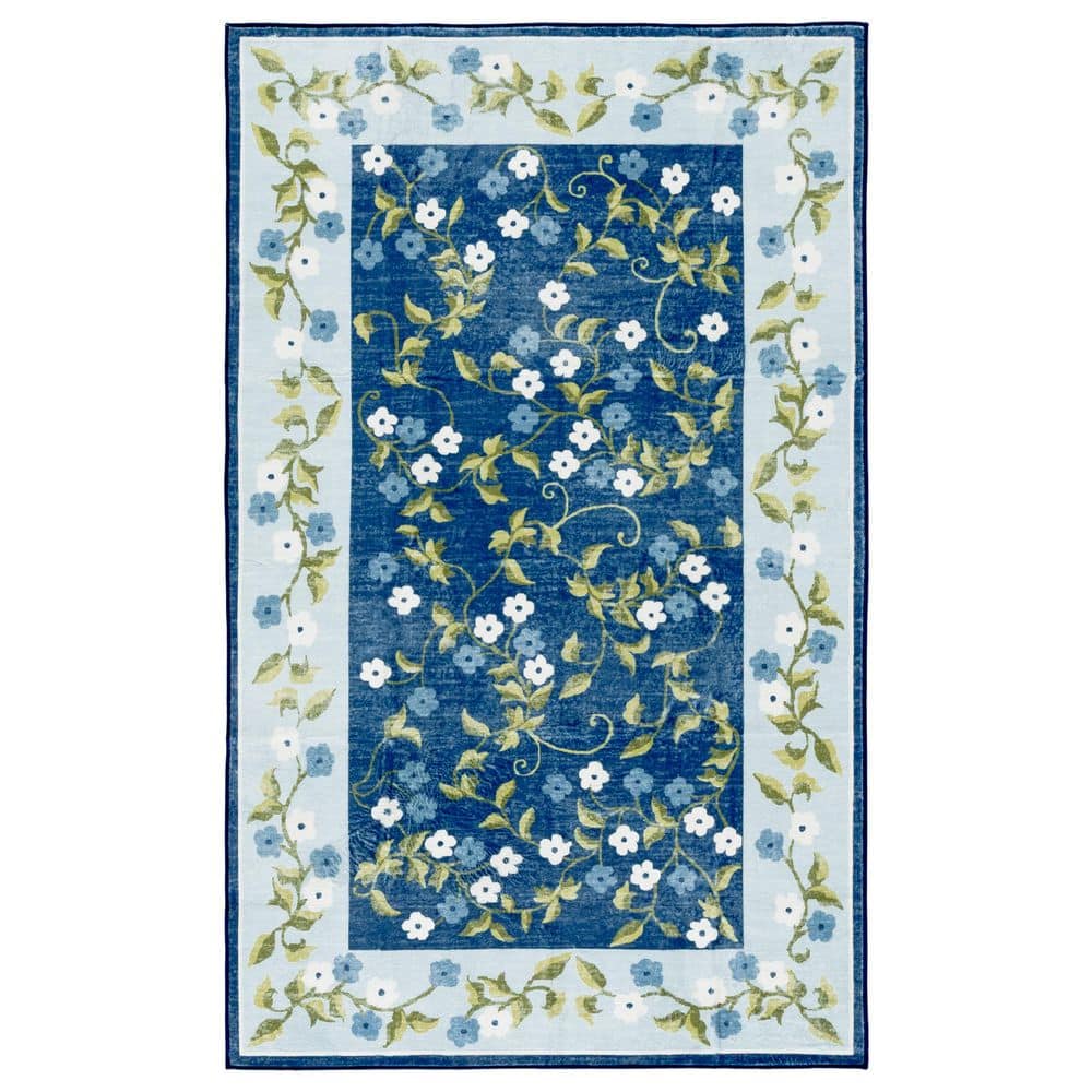 SAFAVIEH Martha Stewart Washable Dark Blue/Light Blue 4 ft. x 6 ft ...
