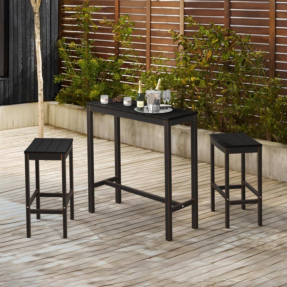 Lue Bona Humphrey 6 Piece 39 In Black Aluminum Outdoor Patio Dining