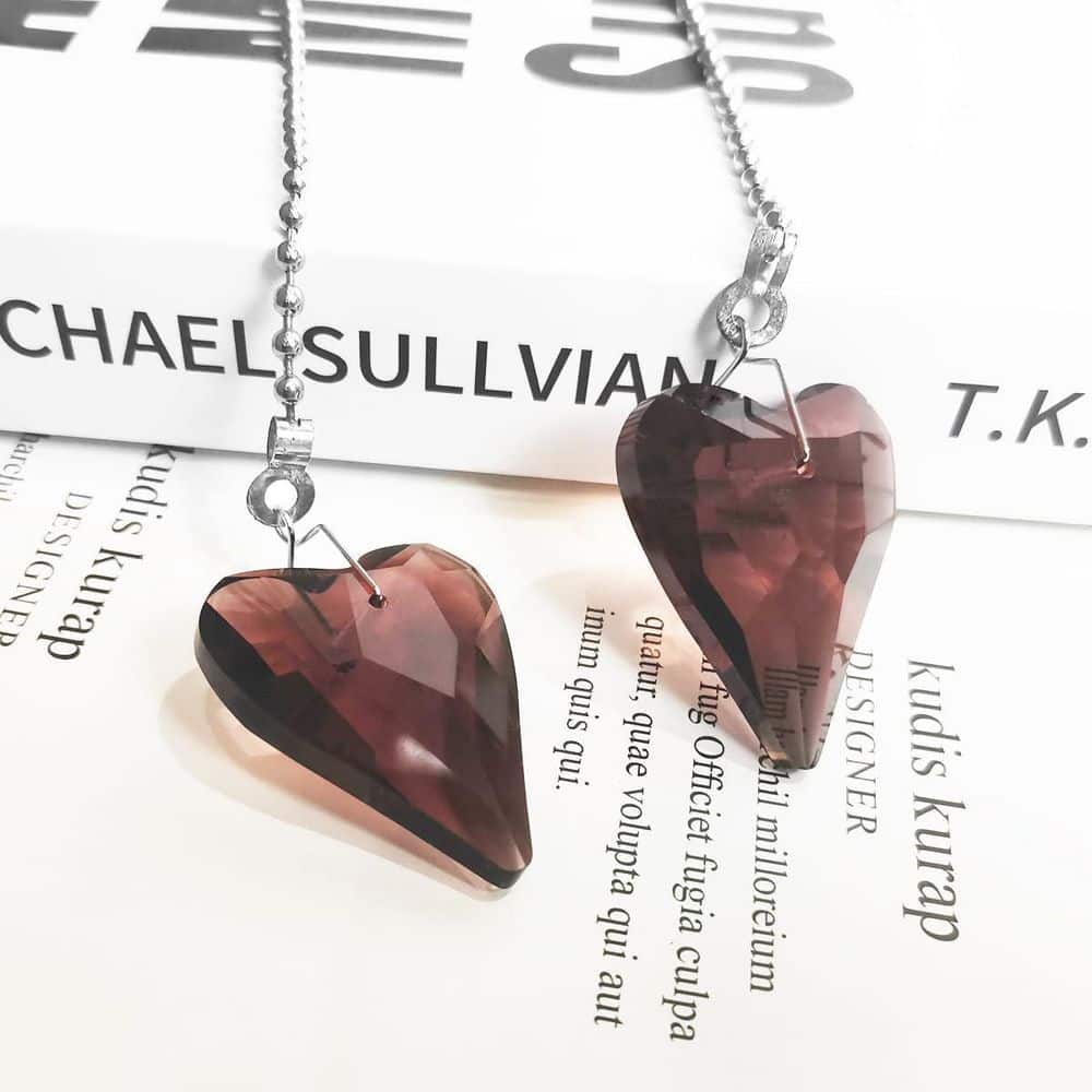 phyfalip Crystal Heart Ceiling Fan Pull Chains 12in Wine Red with ...