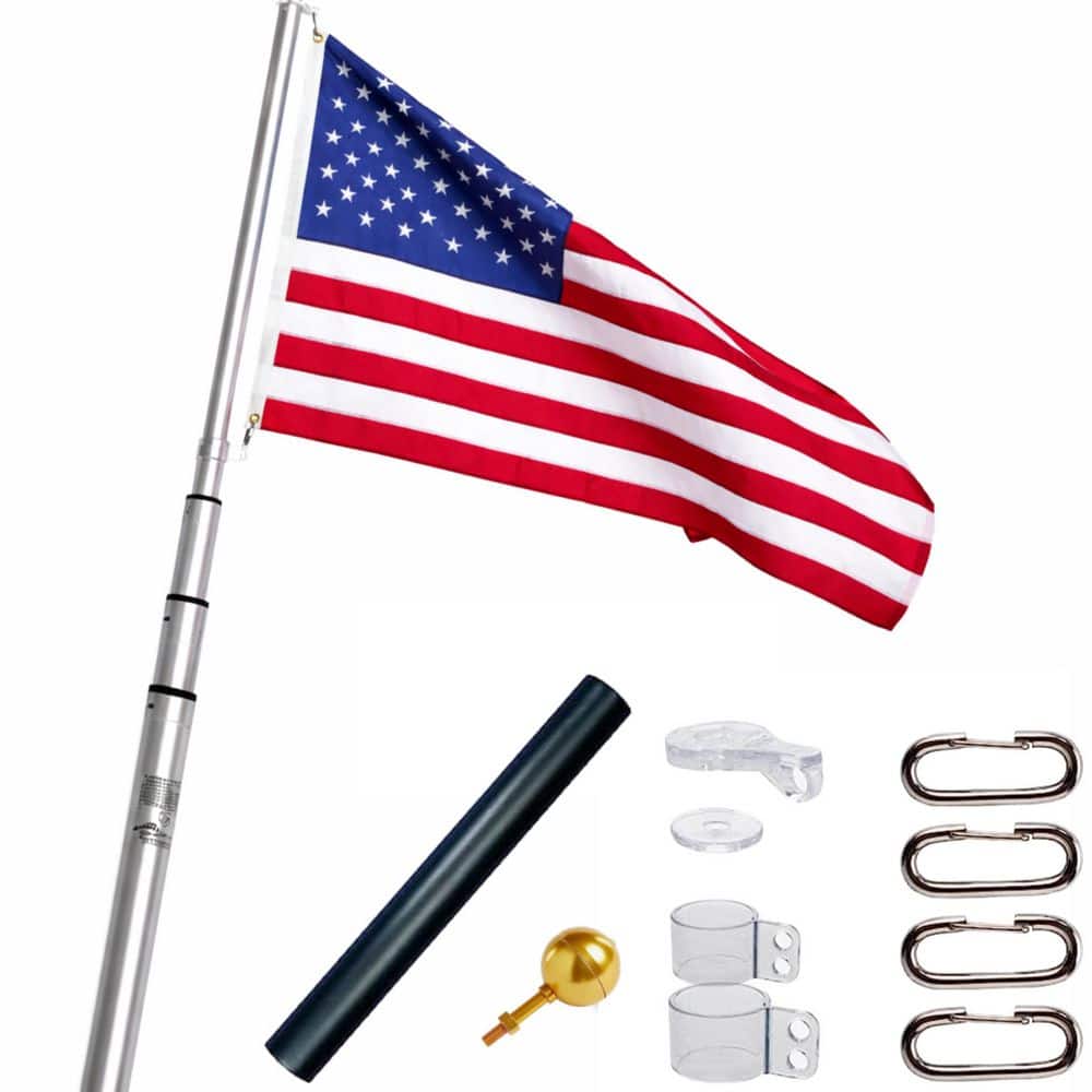EZPole Liberty 21 ft. Aluminum Telescopic Flagpole Kit with Swivels ...