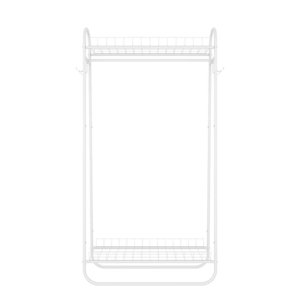 wetiny White Garment Rack with Double Rods Z-T-07214-WH - The Home Depot