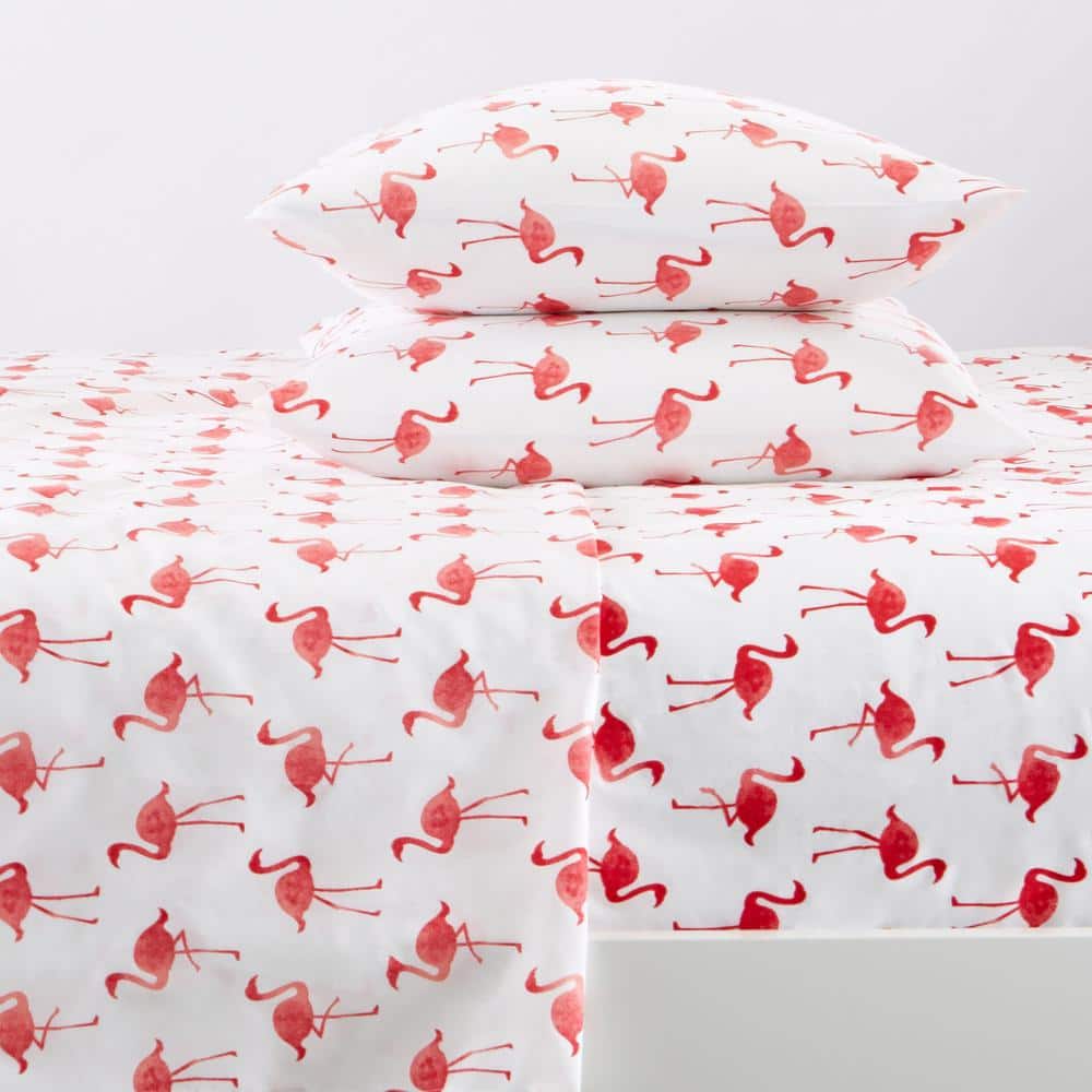 FRESHFOLDS 4-Piece Flamingo Ultra Soft Coastal Printed Microfiber King ...