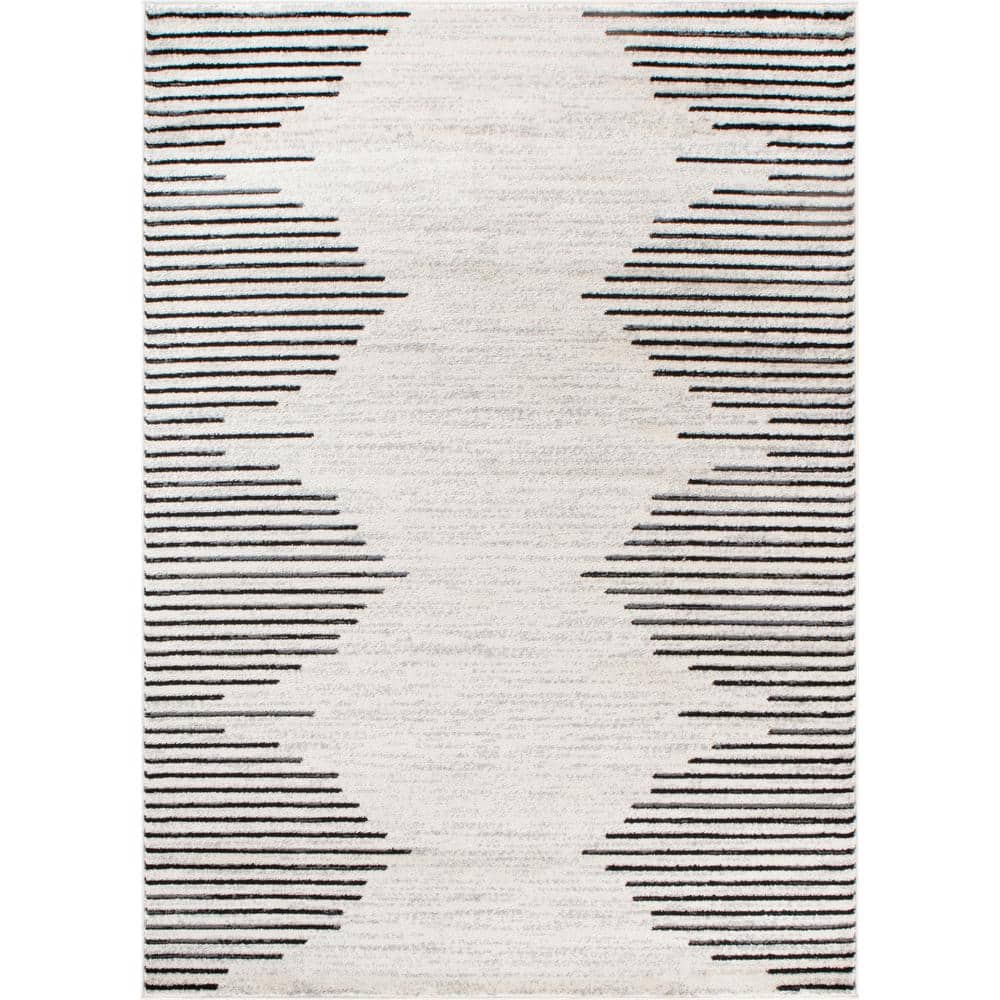 World Rug Gallery 12 ft. x 15 ft. Cream Fulton Bohemian Stripe Area Rug ...