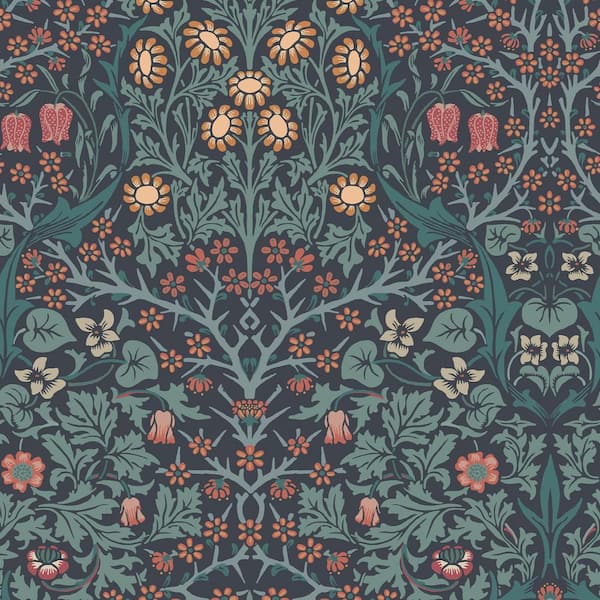 WILLIAM MORRIS AT HOME Blackthorn Navy Wallpaper 124251 - The Home Depot