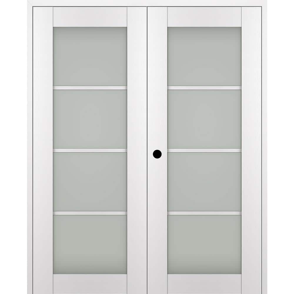Belldinni Paola 48 in. x 80 in. Right Hand Active 4-Lite Frosted Glass ...