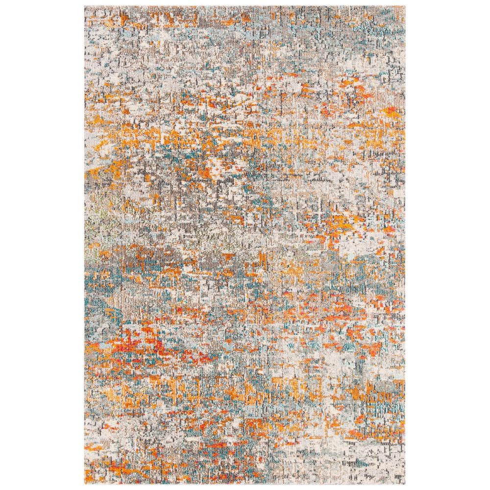 SAFAVIEH Madison Grey/Orange Doormat 2 ft. x 4 ft. Abstract Gradient ...