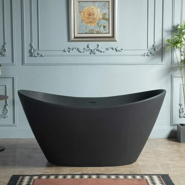 WOODBRIDGE 61 in. x 30.75 in. Solid Surface Stone Resin Soaking Bathtub ...