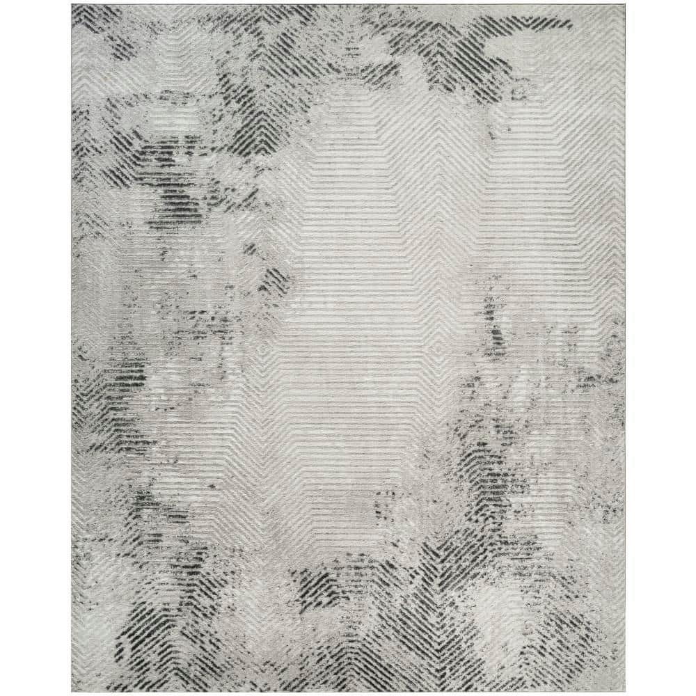 Nourison Dekor Grey Charcoal 8 ft. x 10 ft. Abstract Contemporary Area ...