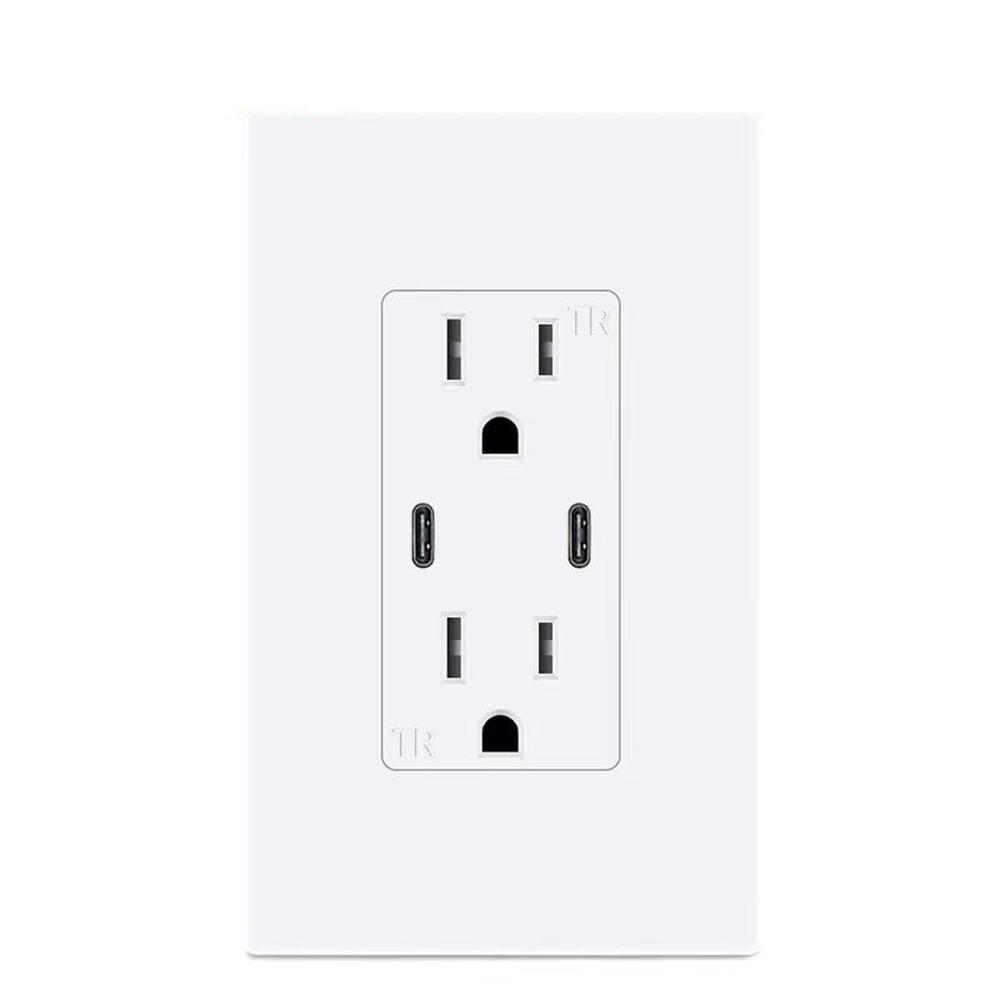 TruePower Electrical Duplex Outlet Receptacle with 2-USBC Power ...