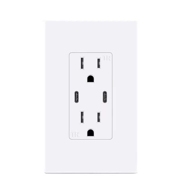 TruePower Electrical Duplex Outlet Receptacle with 2-USBC Power ...