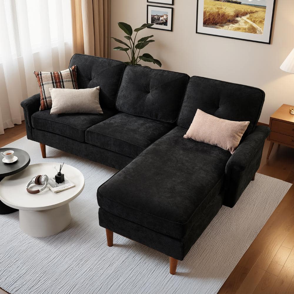 Allwex Zephyr 87 in. Straight Arm 2-Piece Polyester Modern L-shape ...