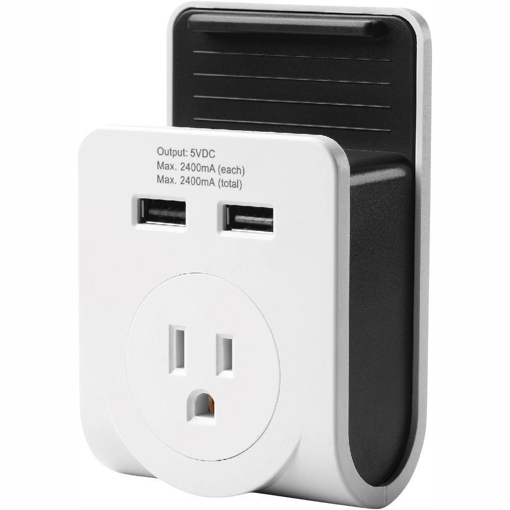 Link2Home Dual USB Port Power Adaptor with Smartphone Cradle EM-1601