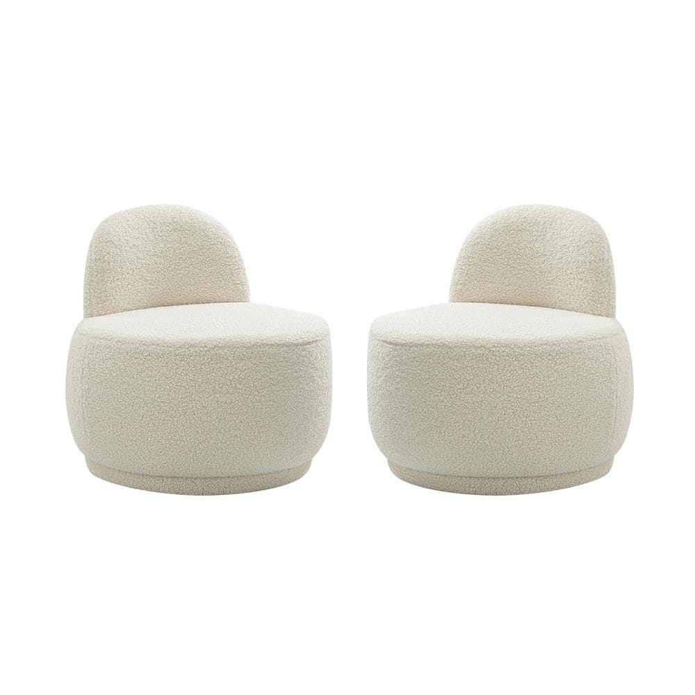 ARTFUL LIVING DESIGN Franco Ivory Upholstered Sherpa Contemporary Side ...