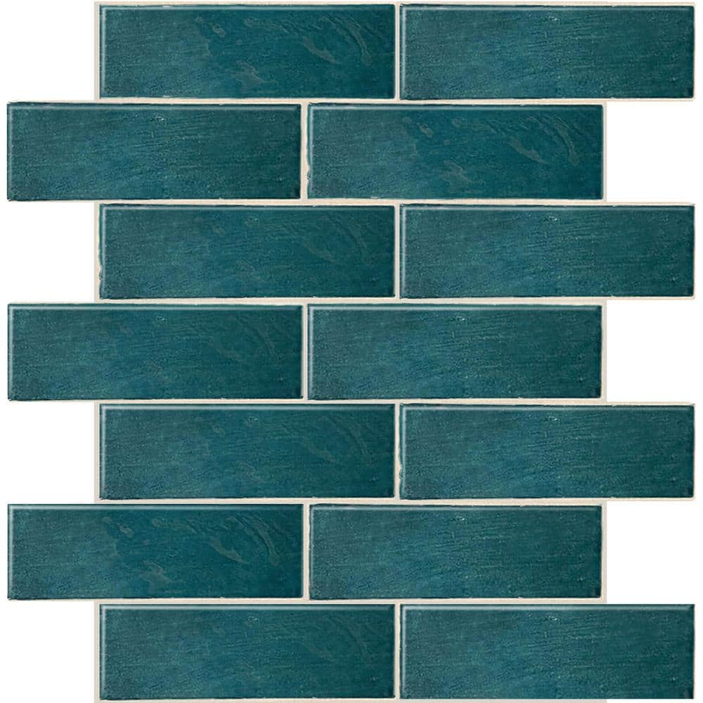 Apollo Tile Green 2.58 in. x 8 in. Polished Ceramic Subway Tile (46 ...