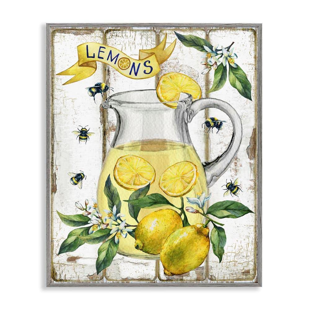 Stupell Industries Farmhouse Fresh Lemon by Creatif Belle Gray Framed ...