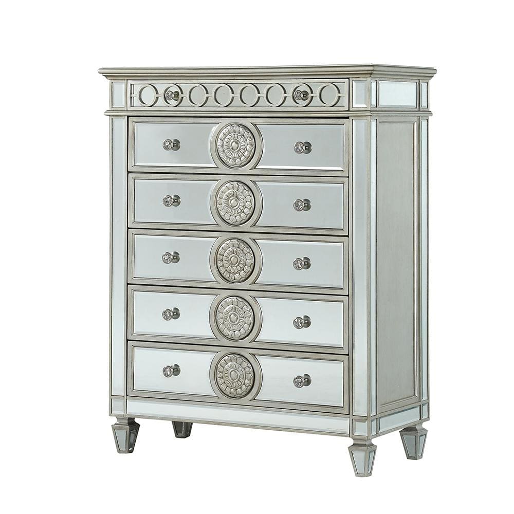 Acme Furniture Varian Mirrored 6 Drawer 21 in. Chest of Drawers 26156 ...