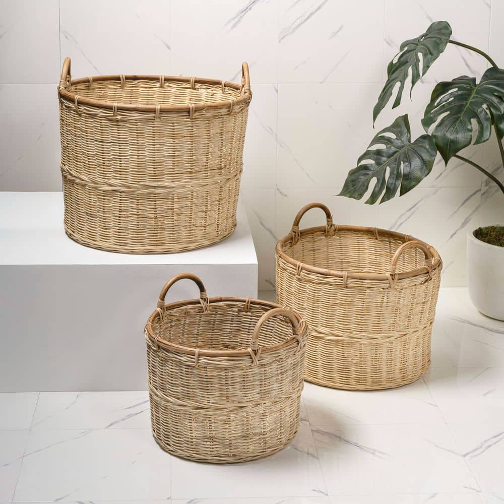 happimess Vista Brown 18.11 in. x 17.32 in. Rattan Wicker Nesting ...