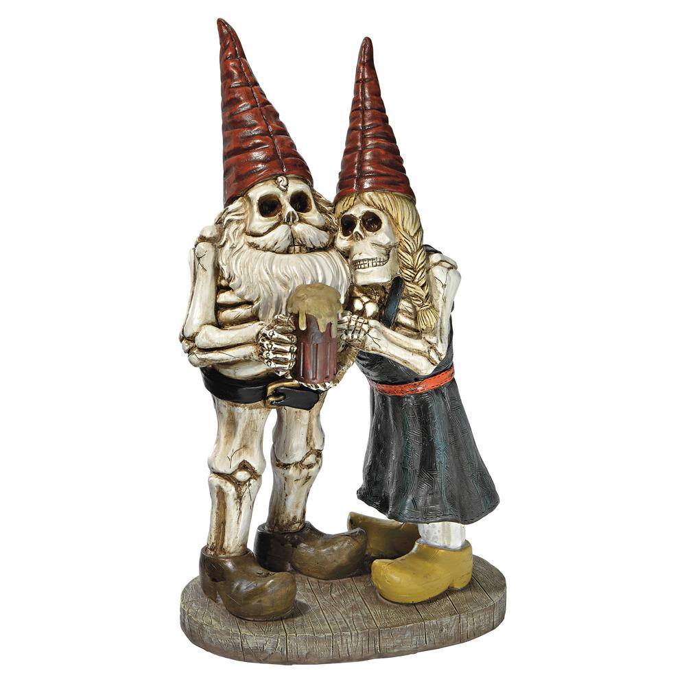 Design Toscano 15 in. H Bones and Brew Skeleton Graveyard Gnomes Statue ...