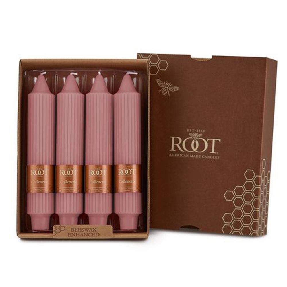 ROOT CANDLES Grecian Collenette 7 in. Dusty Rose Unscented Taper Candle ...