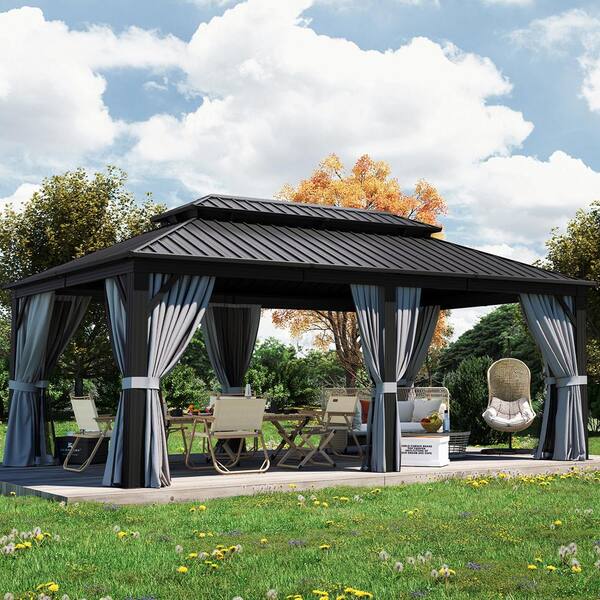 Sizzim 20 ft. x 12 ft. Outdoor Double Galvanized Steel Roof Hardtop ...