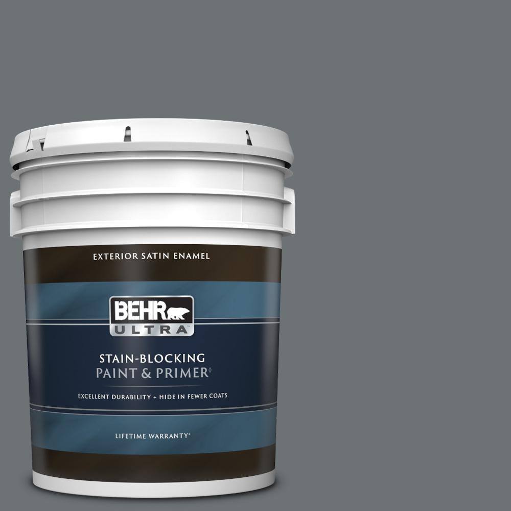 BEHR ULTRA 5 gal. #MQ5-28 Dawn Gray Satin Enamel Exterior Paint ...