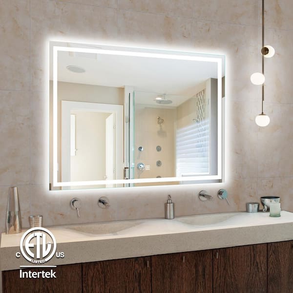 HOMLUX 55 in. W x 36 in. H Rectangular Frameless LED Light with 3-Color ...