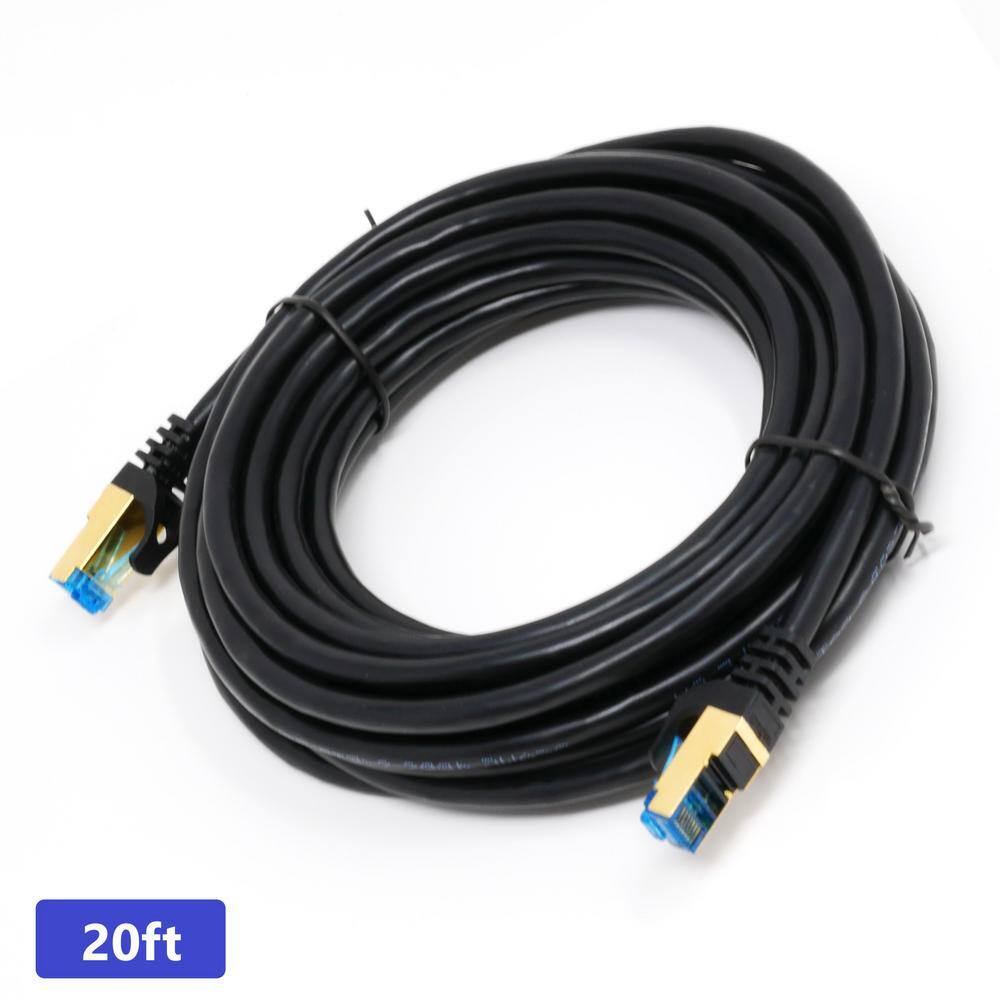 QualGear 20 ft CAT 7 Round High-Speed Ethernet Cable - Black QG-CAT7R ...