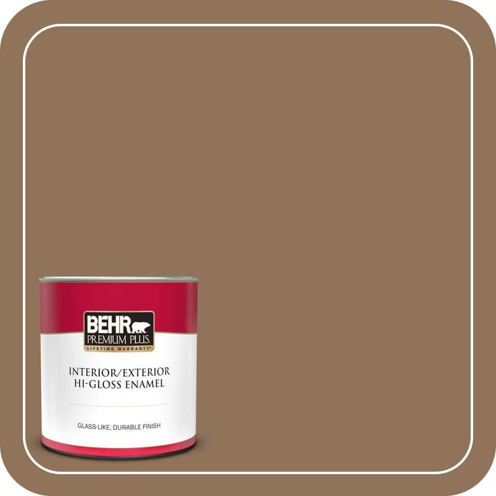 BEHR PREMIUM PLUS 1 qt. #N270-7 Library Oak Hi-Gloss Enamel Interior ...