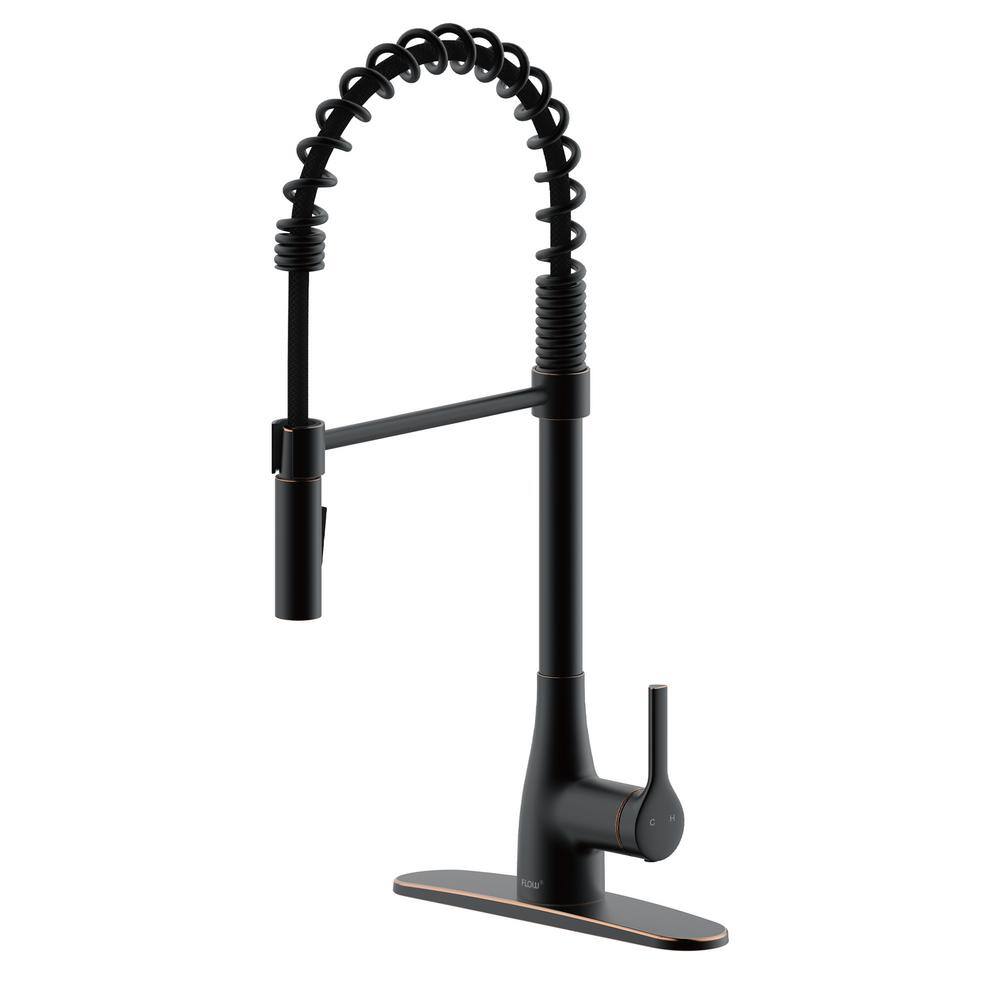 FLOW Classic Series Single-Handle Pull-Down Spring Neck Sprayer Kitchen ...