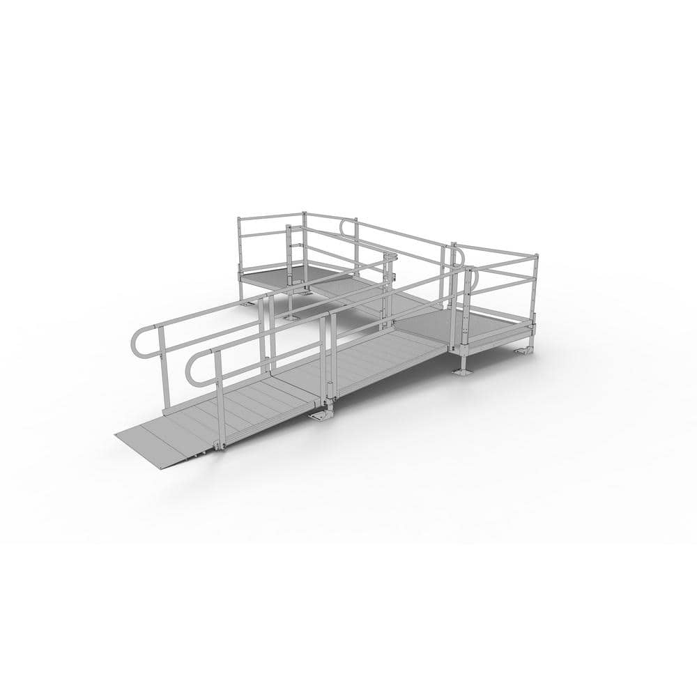 EZ-ACCESS PATHWAY 16 ft. L-Shaped Aluminum Wheelchair Ramp Kit with ...