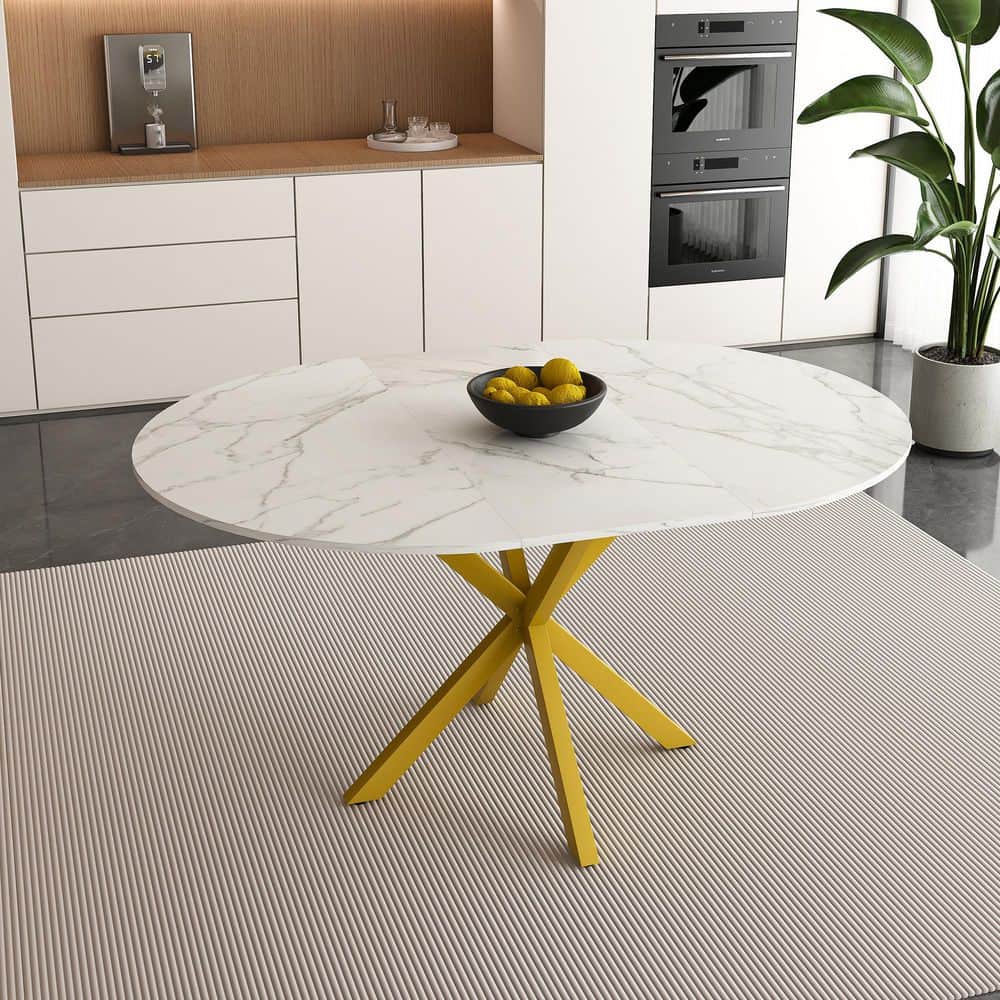 Seafuloy White MDF Wood Top 42 to 58 in. Cross Leg Base Extendable ...
