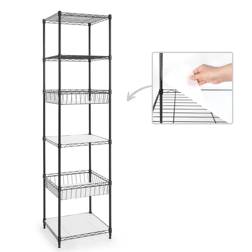 CAPHAUS Steel Wire 6-shelf Adjustable Shelving Unit with Baskets and ...