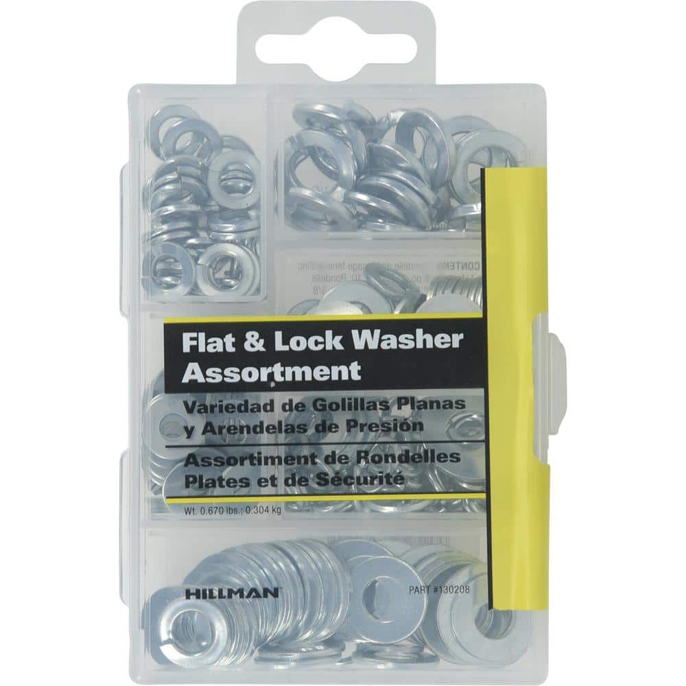 Hillman Zinc Flat and Split Lock Washers Assorted Kit (277-Pack) 130208 ...