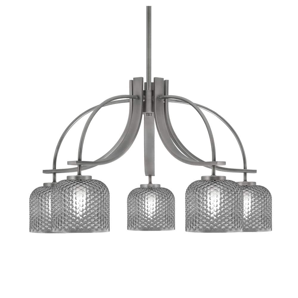 Olympia 17 in. 5-Light Graphite Downlight Chandelier Smoke Textured ...