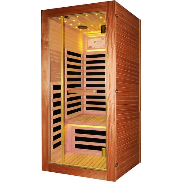LIVACA 1-Person Infrared Sauna with 7 Heating Plates, Starry Sky ...
