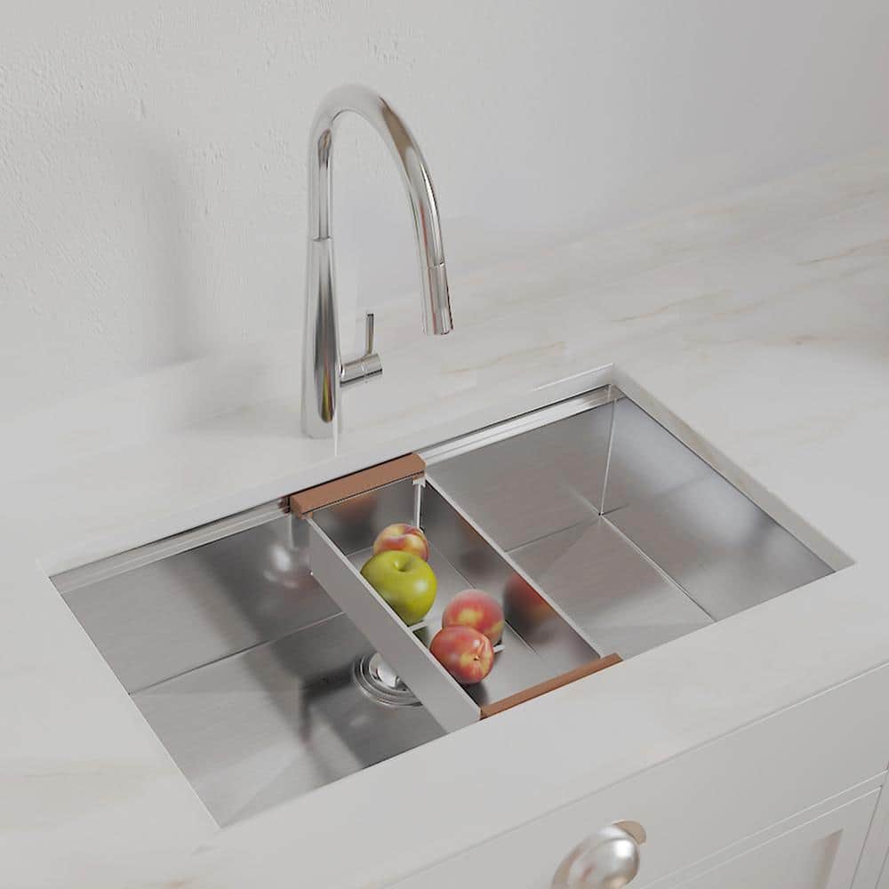 Staykiwi 32 in. Undermount Single Bowl 18 Gauge Brushed Chrome ...