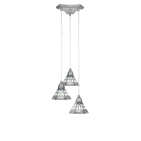 Condor 3 Light Brushed Nickel, Cluster Pendant Light with 7 in. Pewter ...