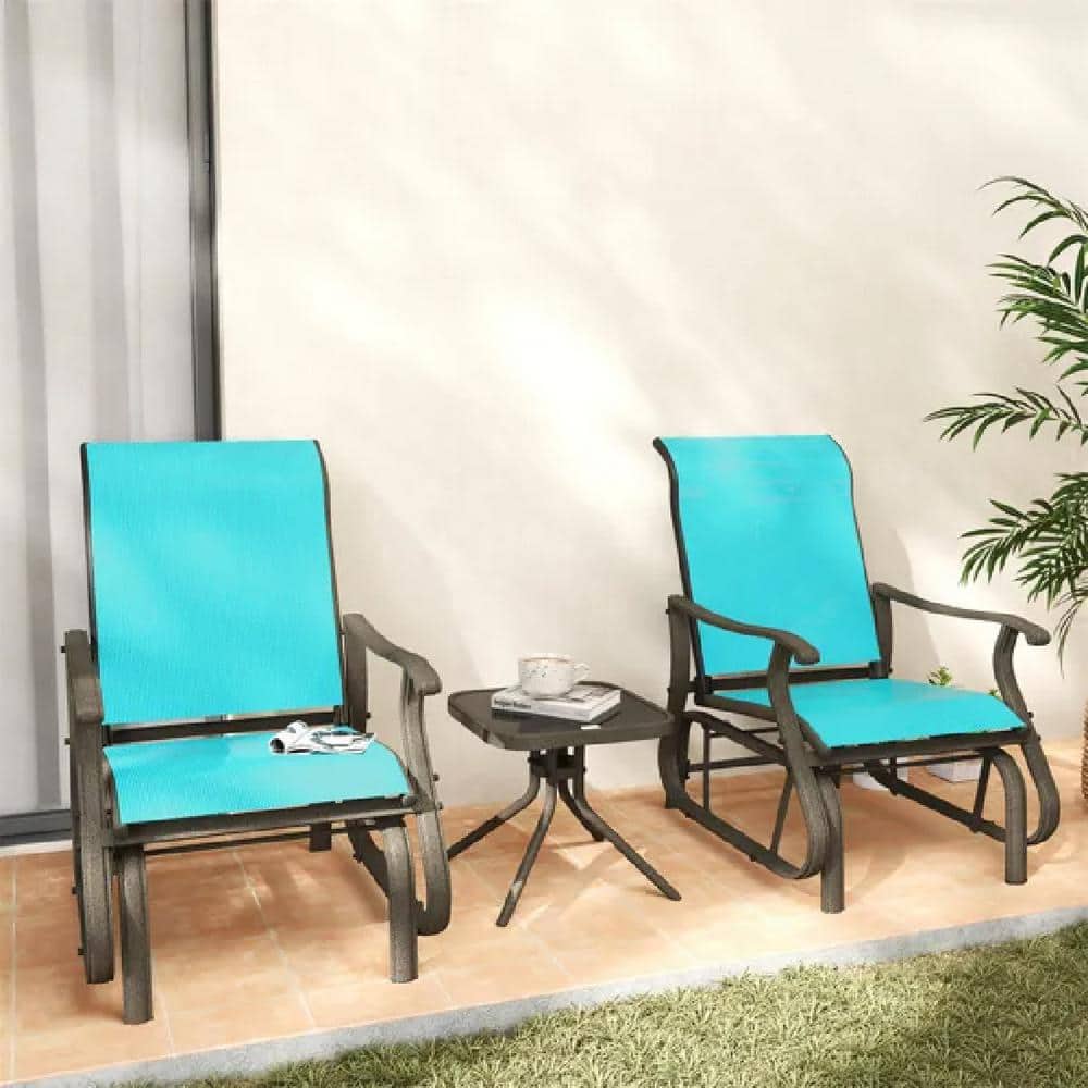 Justincity Light Blue Smooth Gliding Chairs Steel Frame Outdoor Lounge ...