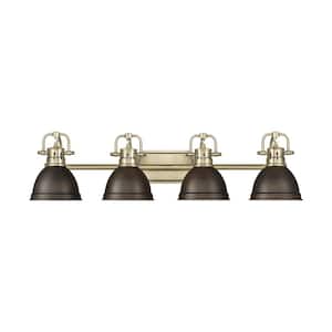 Golden Lighting Duncan 8.25 in. 3-Light Aged Brass Vanity Light with ...