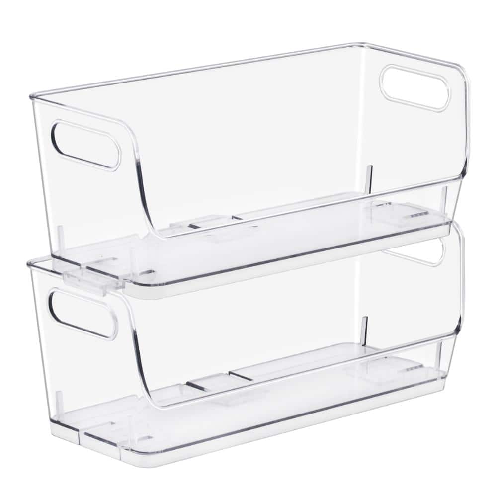 Small Clear Stackable Narrow Storage Bins, Open Front Acrylic Pantry ...