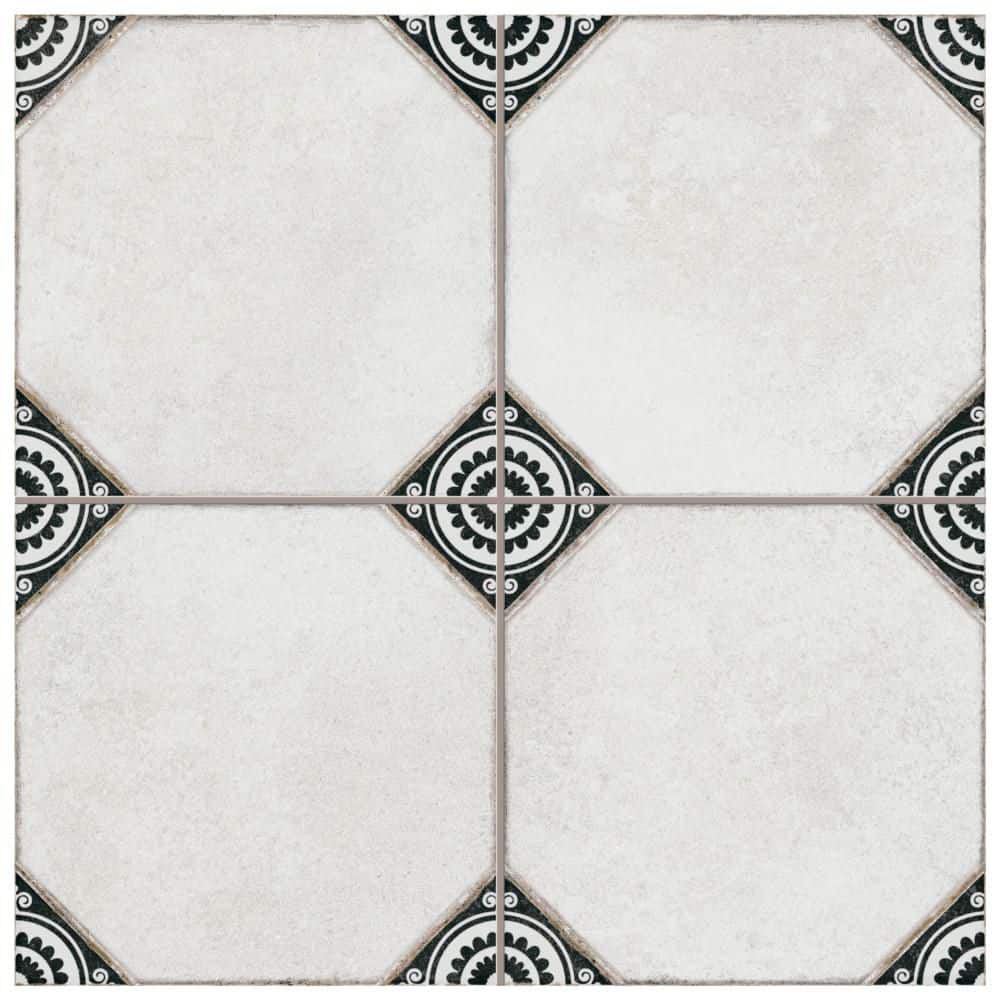 Merola Tile Englishtown Black 13 in. x 13 in. Porcelain Floor and Wall ...
